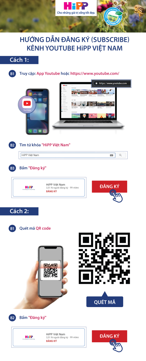 Hướng dẫn đăng ký (subscribe) kênh Youtube HiPP Việt Nam | HiPP hữu cơ